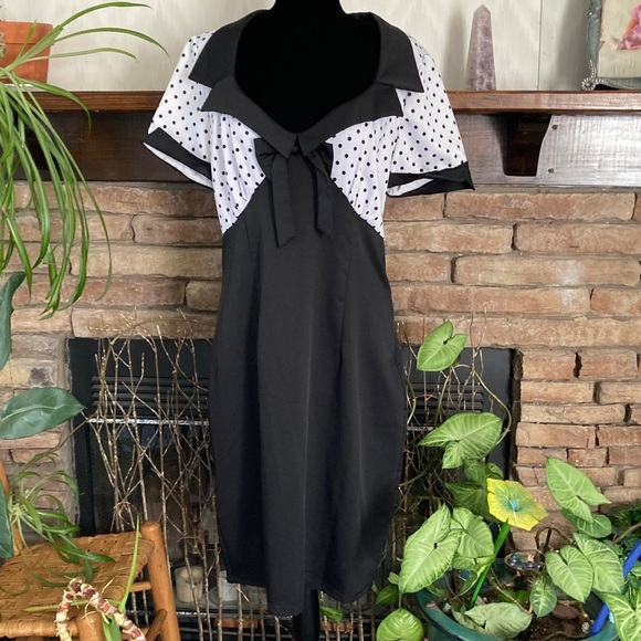 Lindy Bop | Dresses | Lindy Bop Black And White Polka Dot Midi Dress ...